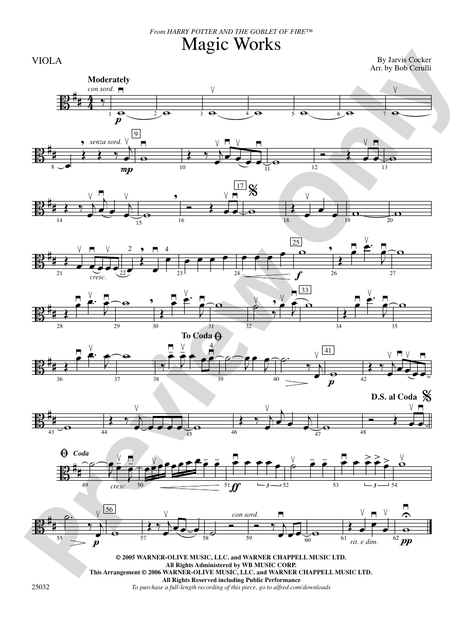 Magic Works (from Harry Potter and the Goblet of Fire™): Viola: Viola ...