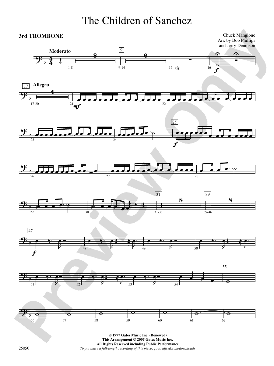 The Children of Sanchez: 3rd Trombone: 3rd Trombone Part - Digital ...