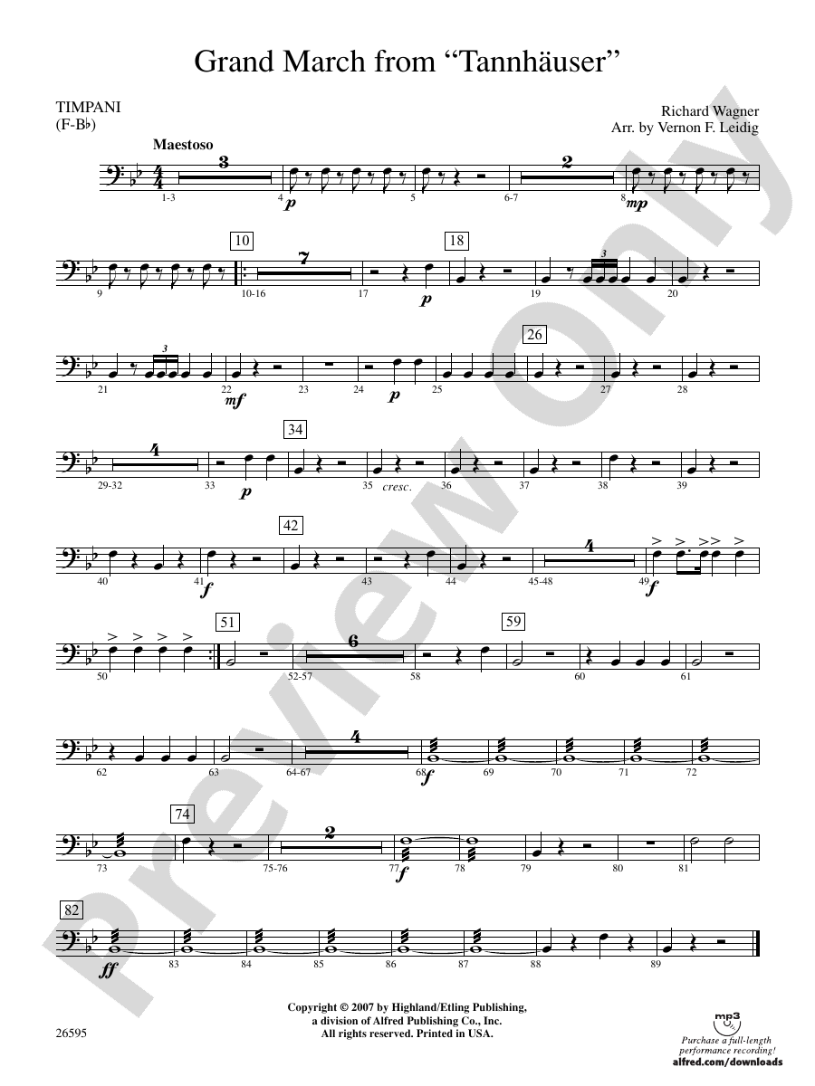 Grand March from Tannhäuser: Timpani: Timpani Part - Digital Sheet ...