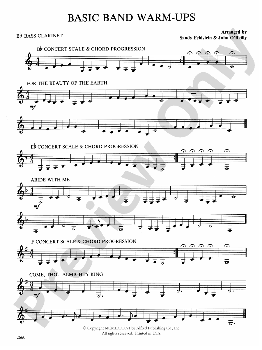 Basic Band Warm-ups: B-flat Bass Clarinet: B-flat Bass Clarinet Part ...