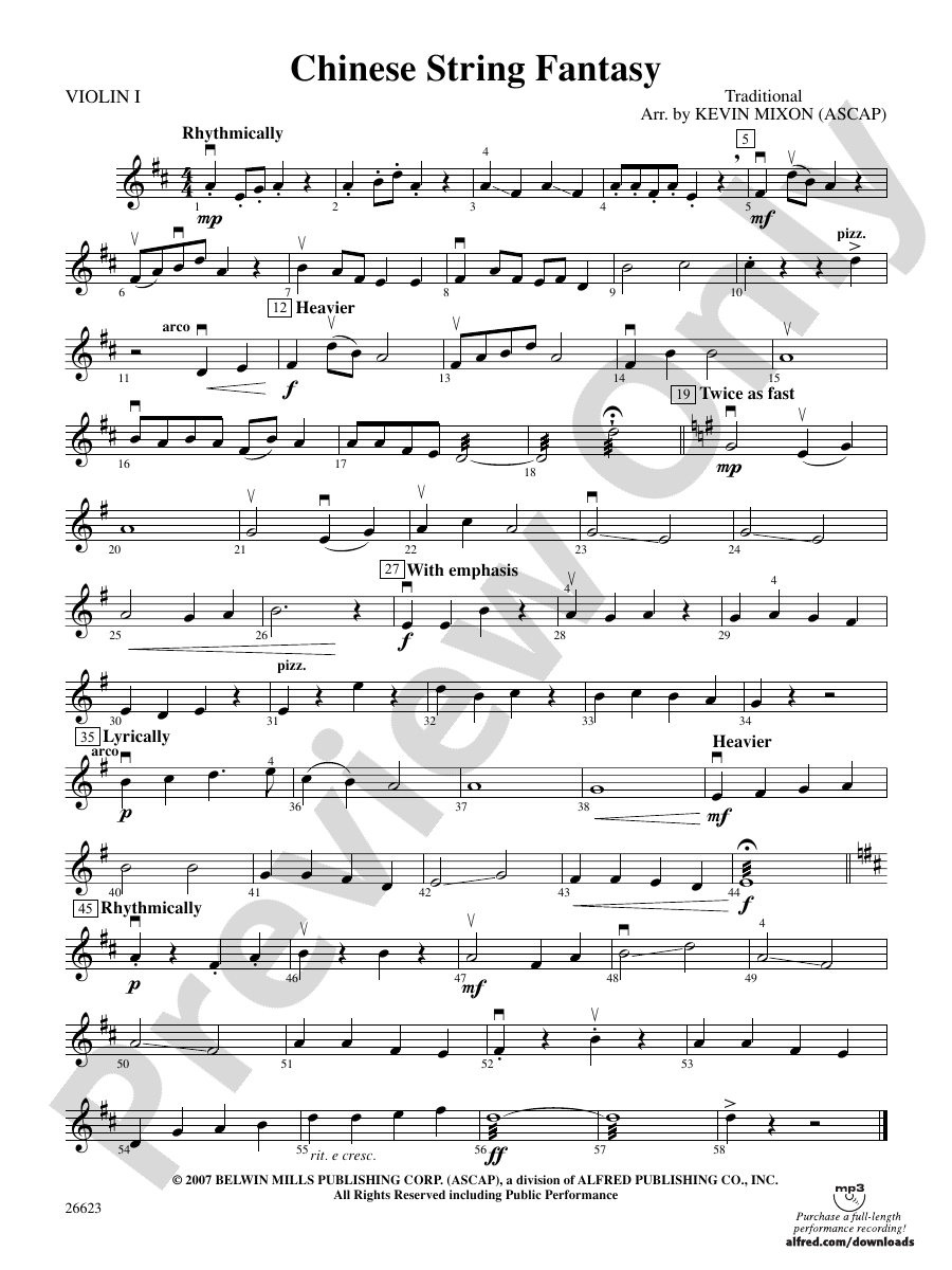 Chinese String Fantasy: 1st Violin: 1st Violin Part - Digital Sheet ...