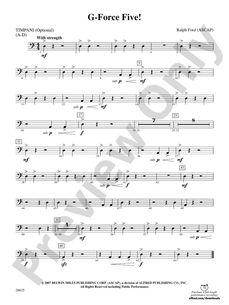 G-Force Five!: Timpani: Timpani Part - Digital Sheet Music Download