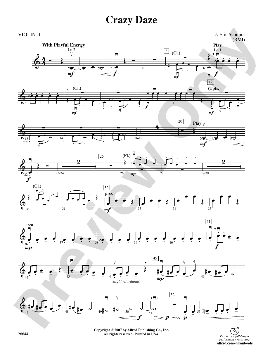 Crazy Daze: 2nd Violin: 2nd Violin Part - Digital Sheet Music Download
