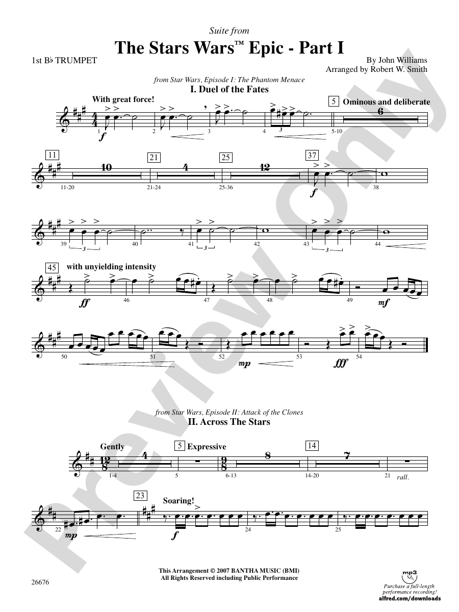 Suite from the Star Wars Epic -- Part I: 1st B-flat Trumpet: 1st B-flat ...