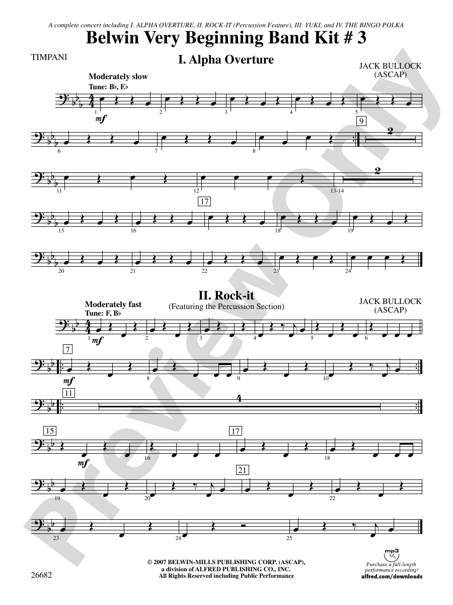 Belwin Very Beginning Band Kit #3: Timpani: Timpani Part - Digital ...