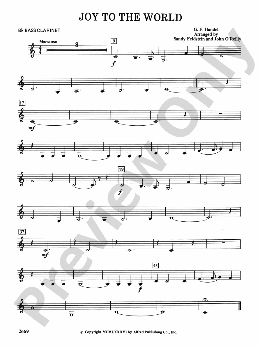 Joy to the World: B-flat Bass Clarinet: B-flat Bass Clarinet Part ...