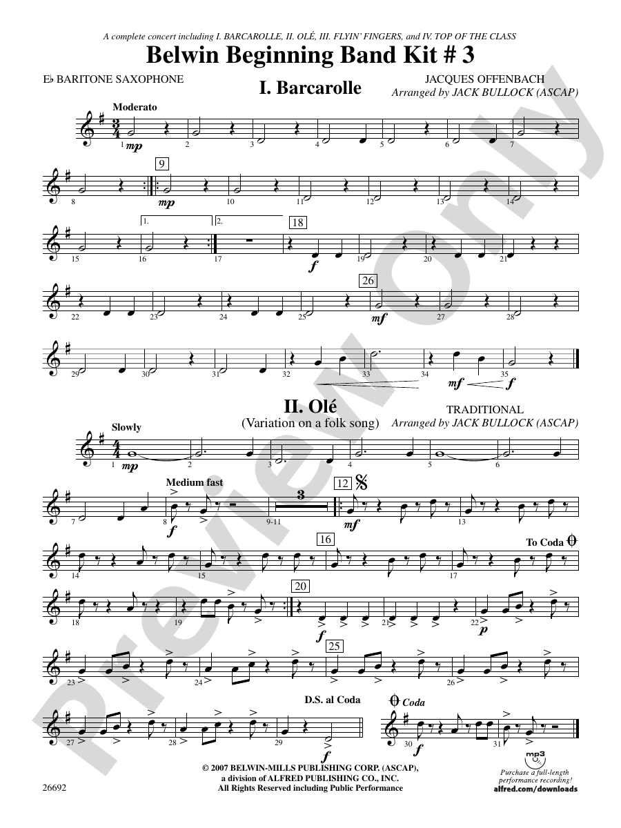 Belwin Beginning Band Kit #3: E-flat Baritone Saxophone: E-flat ...