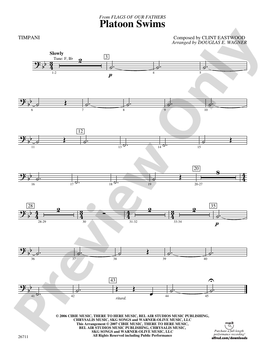 Platoon Swims: Timpani: Timpani Part - Digital Sheet Music Download