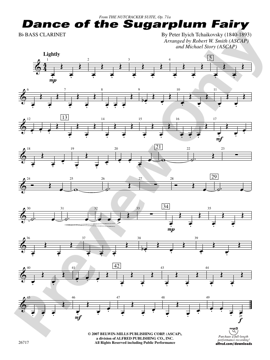 Dance of the Sugar Plum Fairy: B-flat Bass Clarinet: B-flat Bass Clarinet Part - Digital Sheet ...