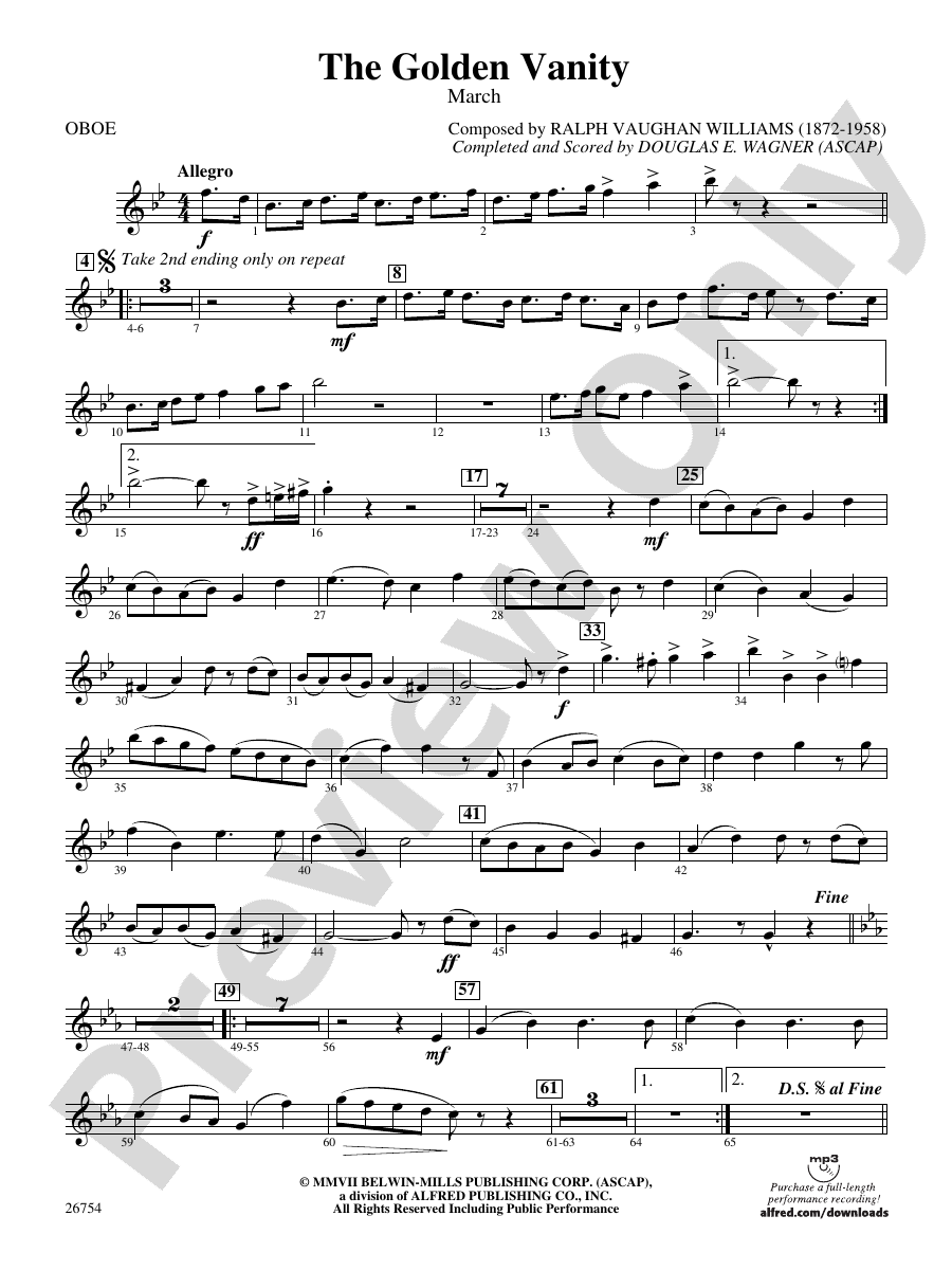 The Golden Vanity: Oboe: Oboe Part - Digital Sheet Music Download
