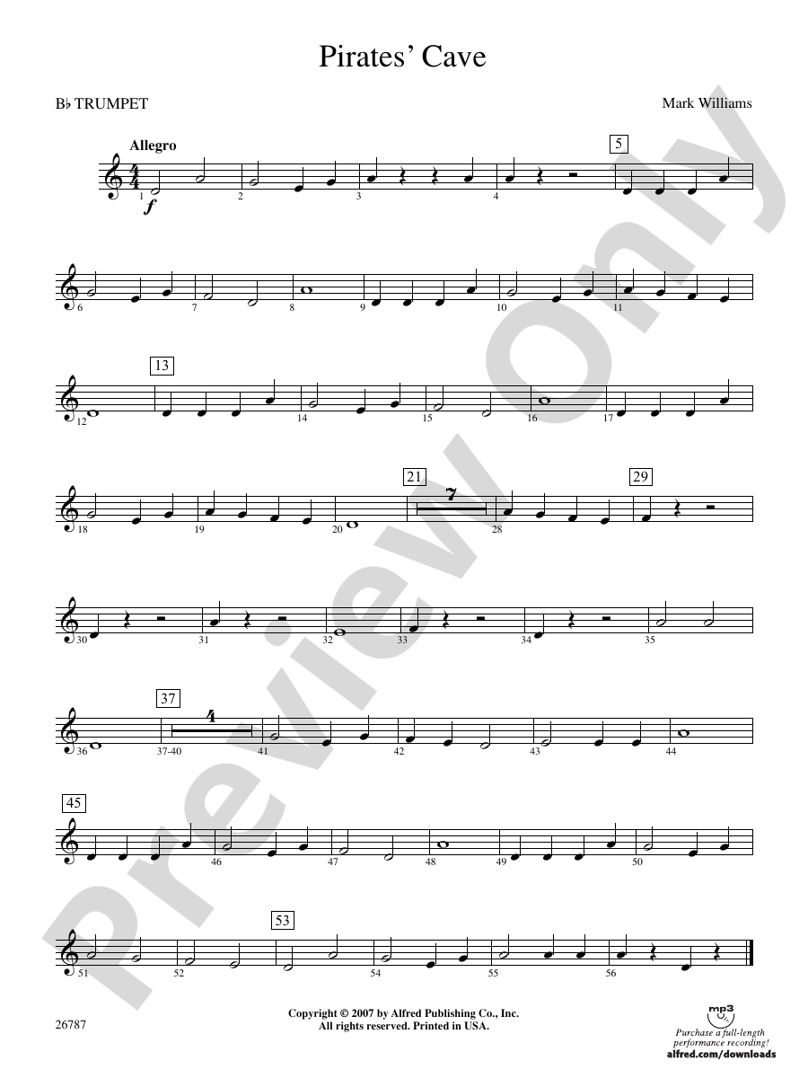 Pirates' Cave: 1st B-flat Trumpet: 1st B-flat Trumpet Part - Digital ...