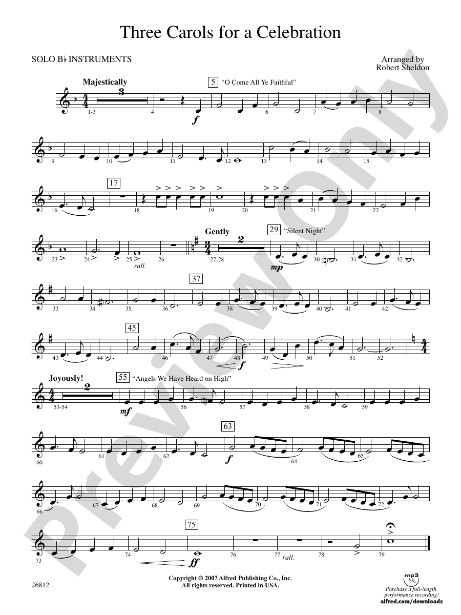 Three Carols for a Celebration: Solo B-flat instrument: Solo B-flat ...