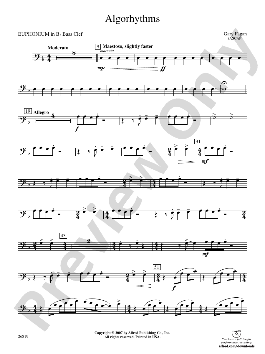 Algorhythms: (wp) B-flat Baritone B.C.: (wp) B-flat Baritone B.C. World Part - Digital Sheet ...