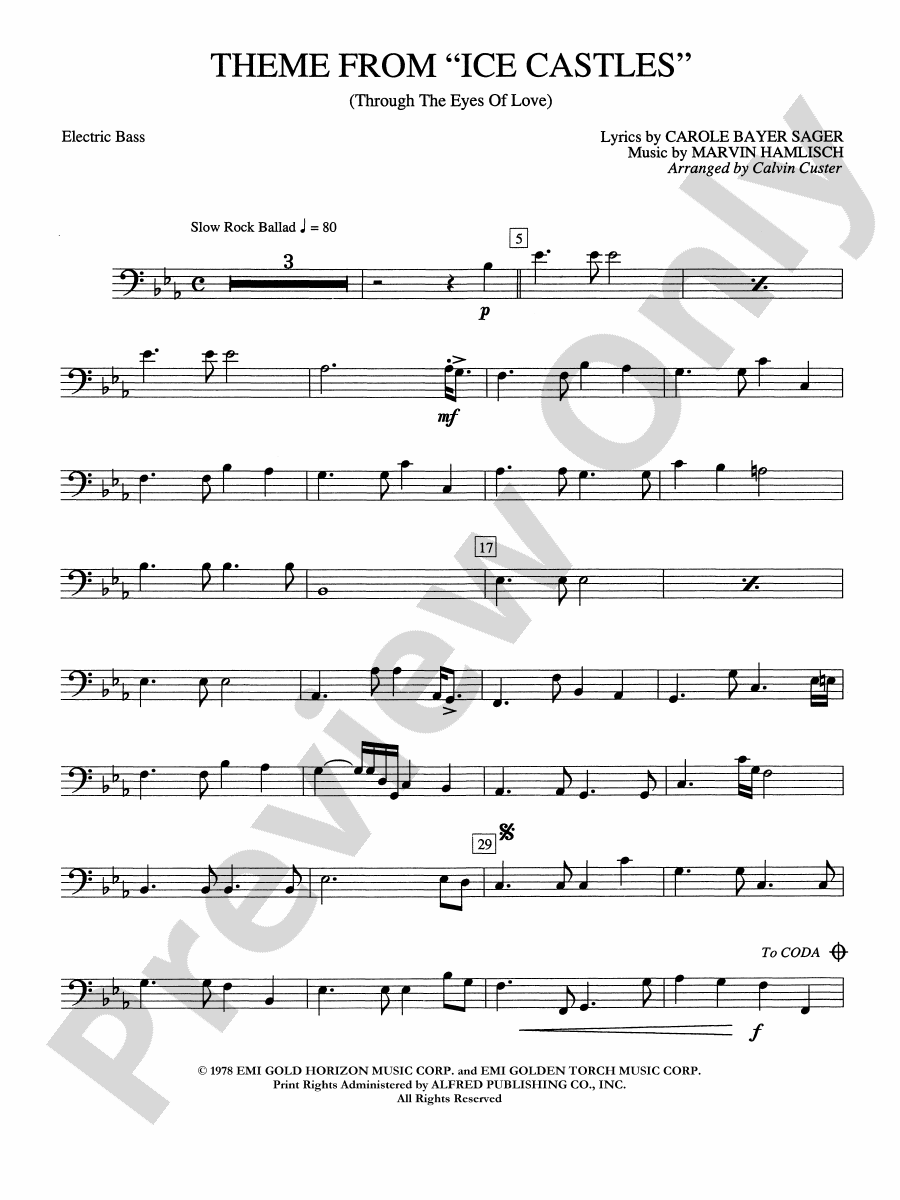 Ice Castles, Theme from (Through the Eyes of Love): String Bass: String ...
