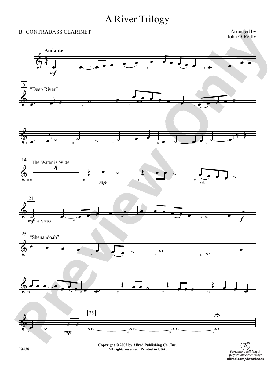 A River Trilogy: (wp) B-flat Contrabass Clarinet: (wp) B-flat Contrabass Clarinet World Part ...