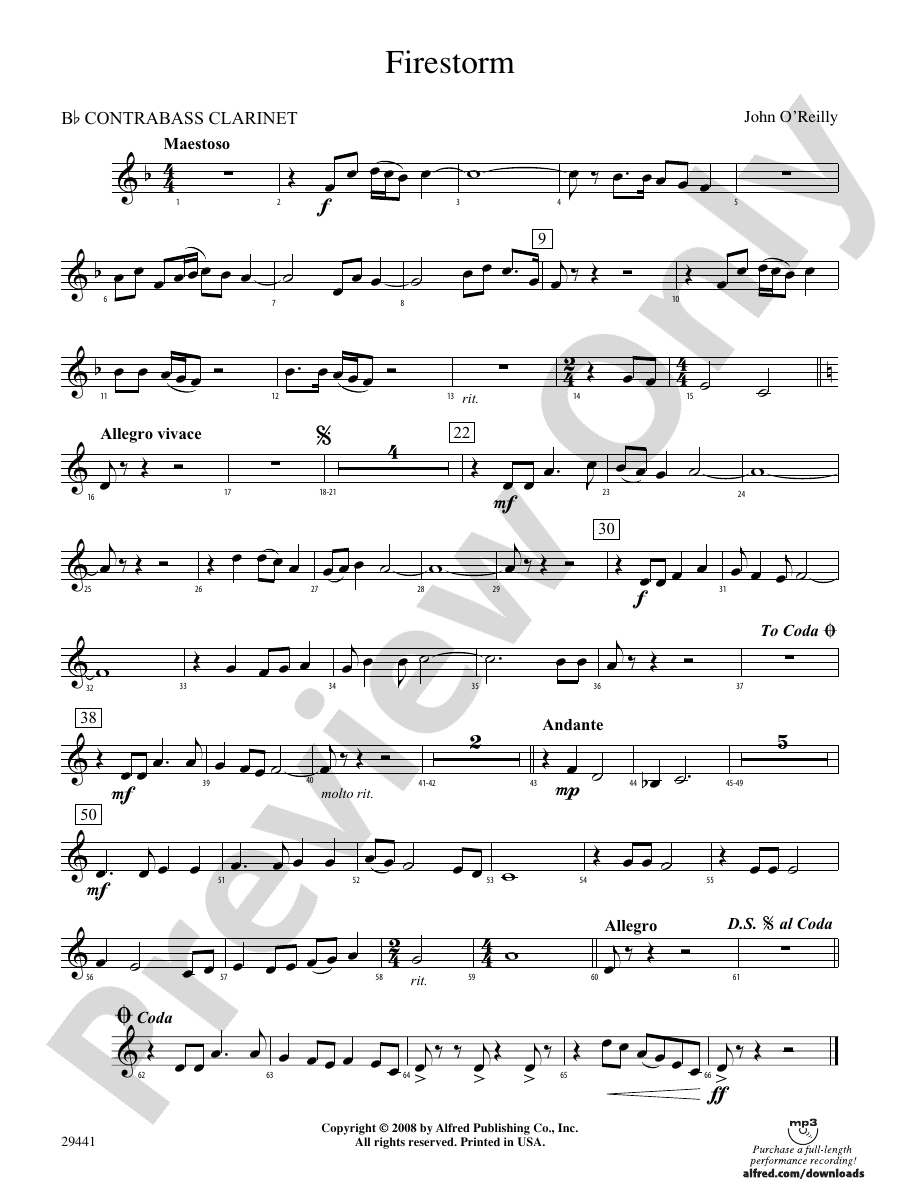 Firestorm: (wp) B-flat Contrabass Clarinet: (wp) B-flat Contrabass Clarinet World Part - Digital ...