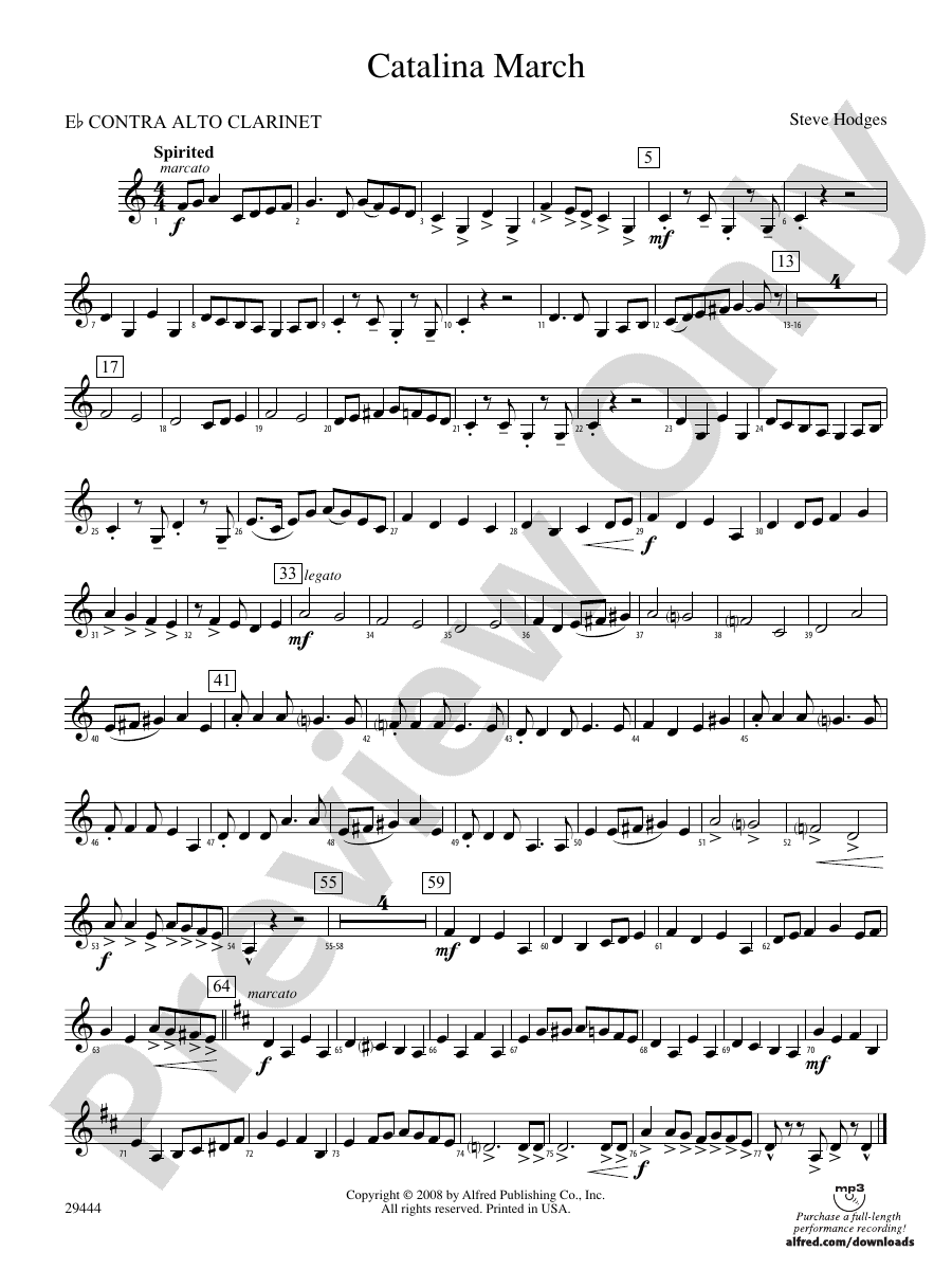 Catalina March: (wp) E-flat Contrabass Clarinet: (wp) E-flat Contrabass Clarinet World Part ...