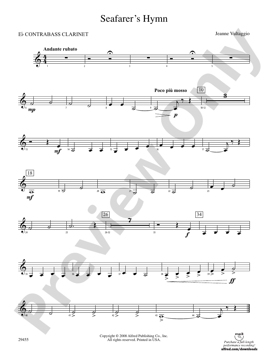Seafarer's Hymn: (wp) E-flat Contrabass Clarinet: (wp) E-flat Contrabass Clarinet World Part ...