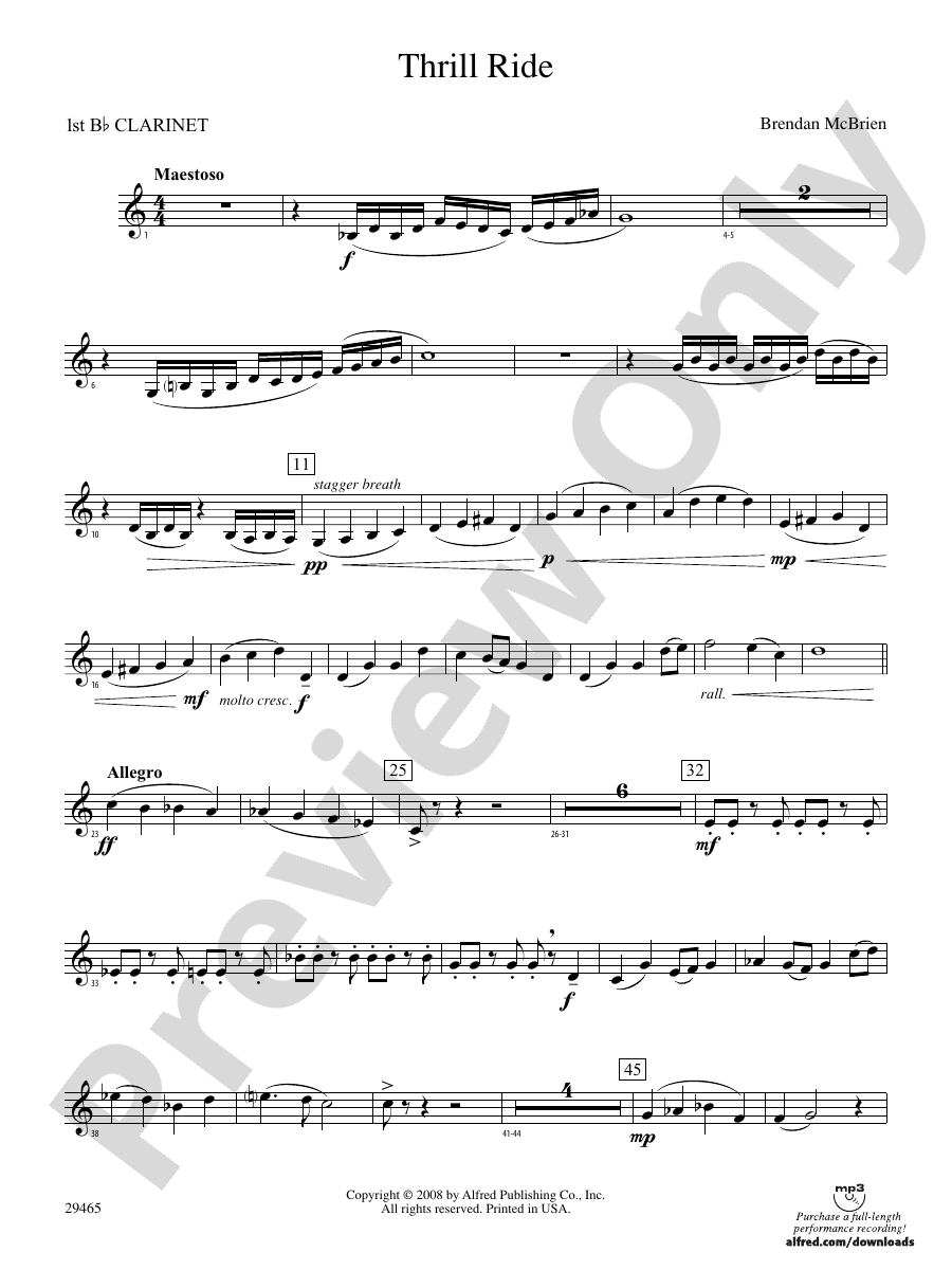Thrill Ride: 1st B-flat Clarinet: 1st B-flat Clarinet Part - Digital ...