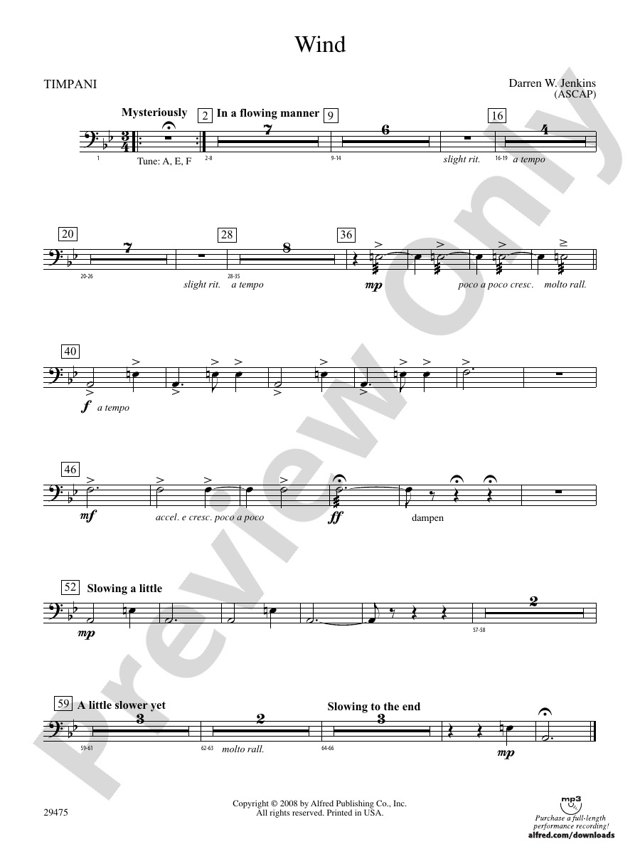 Wind: Timpani: Timpani Part - Digital Sheet Music Download
