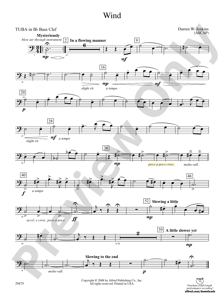 Wind: (wp) B-flat Tuba B.C.: (wp) B-flat Tuba B.C. World Part - Digital Sheet Music Download