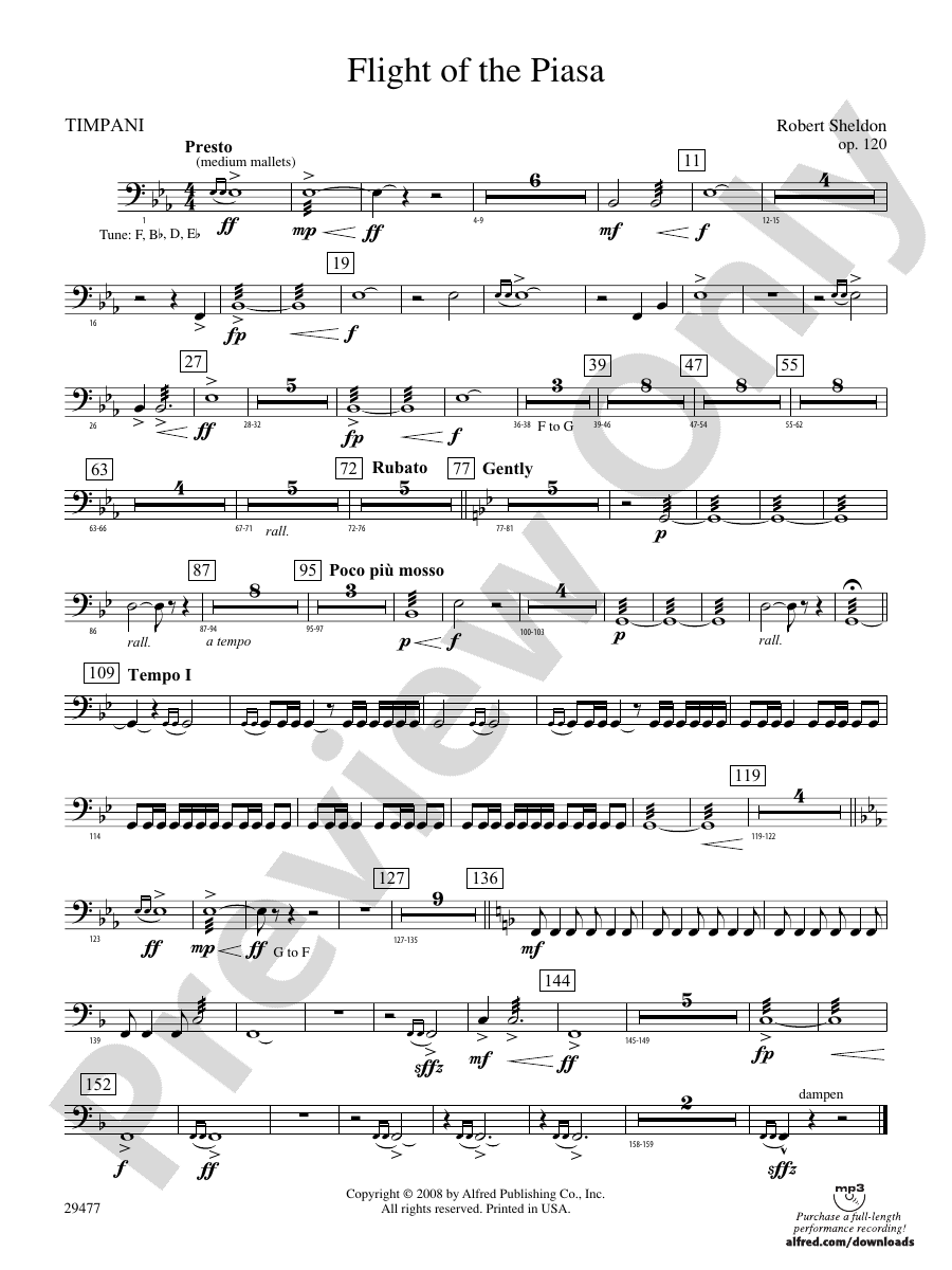 Flight of the Piasa: Timpani: Timpani Part - Digital Sheet Music Download