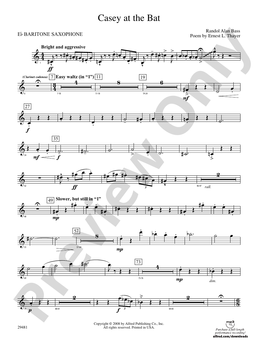 Casey at the Bat: E-flat Baritone Saxophone: E-flat Baritone Saxophone ...