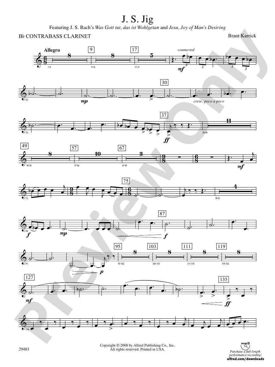 J.S. Jig: (wp) B-flat Contrabass Clarinet: (wp) B-flat Contrabass Clarinet World Part - Digital ...