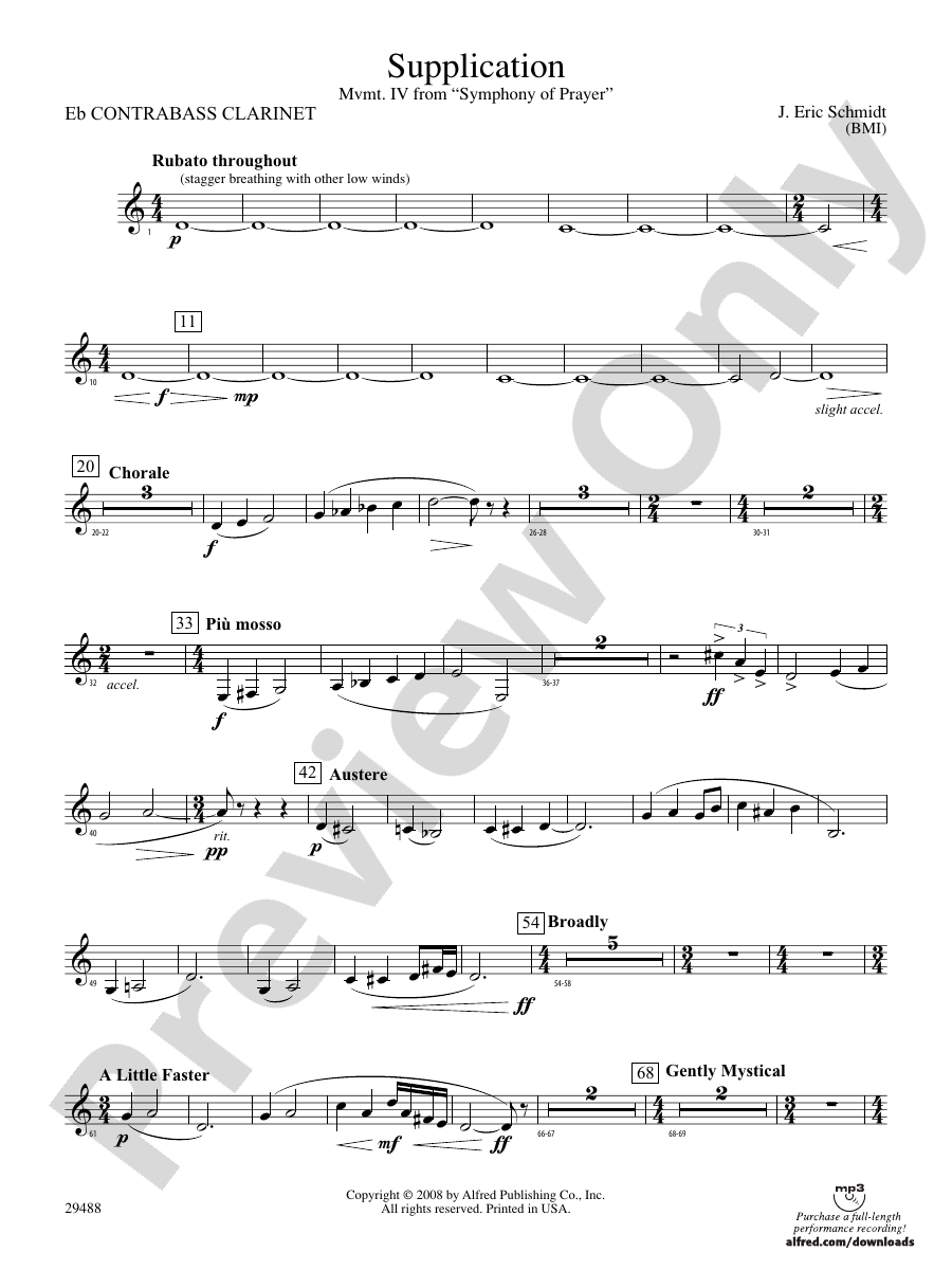 Supplication E Flat Contrabass Clarinet E Flat Contrabass Clarinet Part Digital Sheet Music