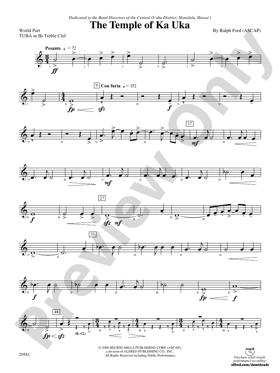 The Temple of Ka Uka: (wp) B-flat Tuba T.C.: (wp) B-flat Tuba T.C. World Part - Digital Sheet ...