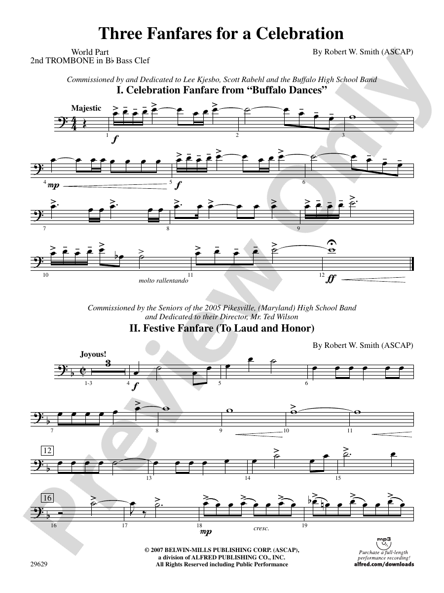 Three Fanfares for a Celebration: (wp) 2nd B-flat Trombone B.C.: (wp) 2nd B-flat Trombone B.C ...