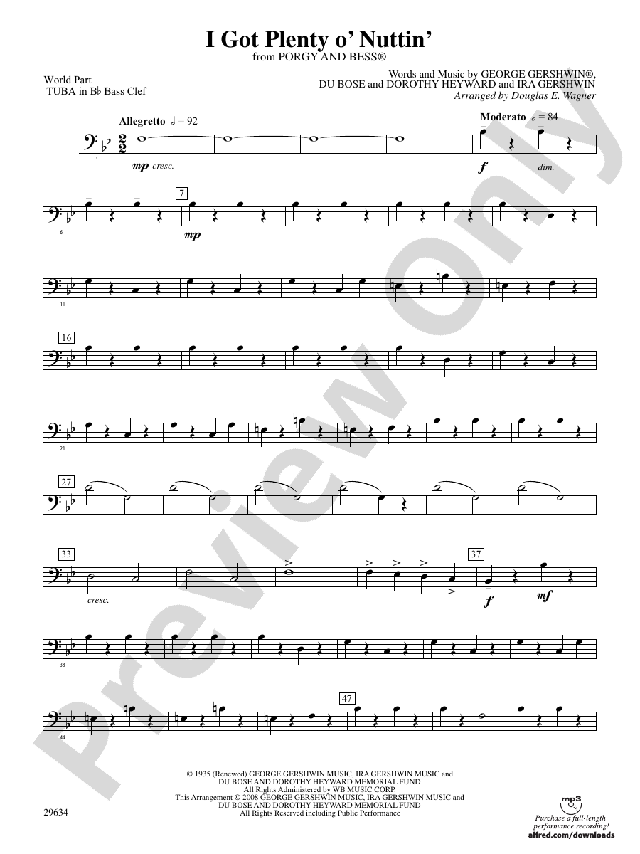 I Got Plenty o' Nuttin': (wp) B-flat Tuba B.C.: (wp) B-flat Tuba B.C ...