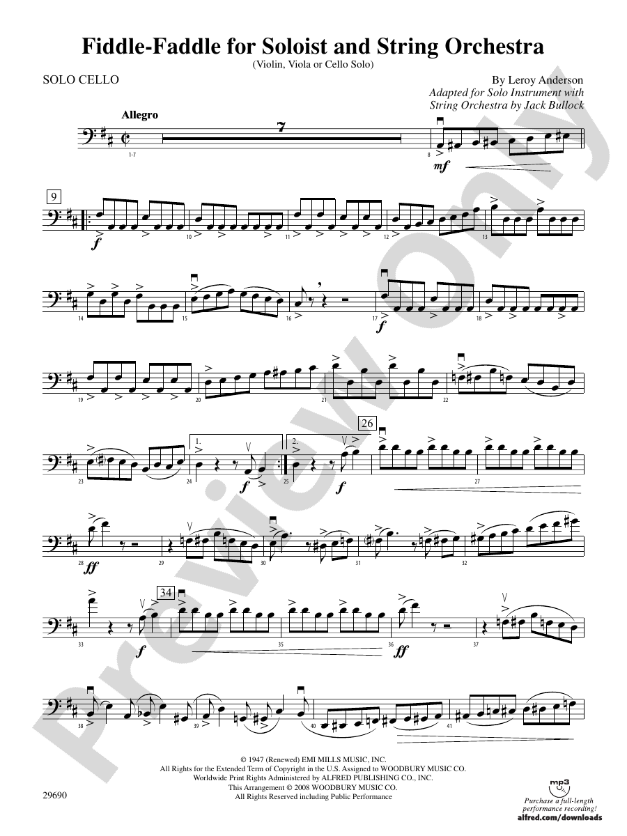 Fiddle-Faddle (for Soloist and String Orchestra): Solo Cello: Solo ...