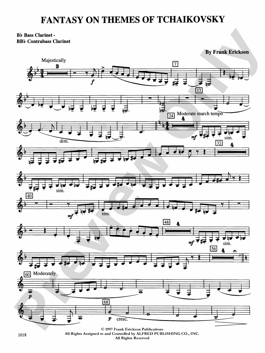 Fantasy on Themes from Tchaikovsky: B-flat Bass Clarinet: B-flat Bass ...