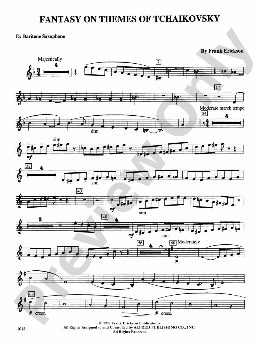 Fantasy On Themes From Tchaikovsky E Flat Baritone Saxophone E Flat
