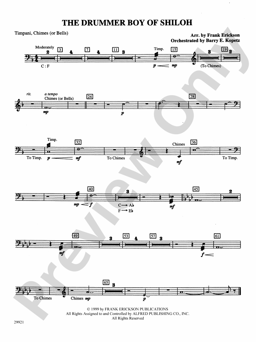 The Drummer Boy of Shiloh: Timpani: Timpani Part - Digital Sheet Music ...