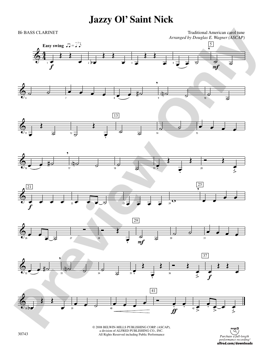 Jazzy Ol' Saint Nick: B-flat Bass Clarinet: B-flat Bass Clarinet Part ...