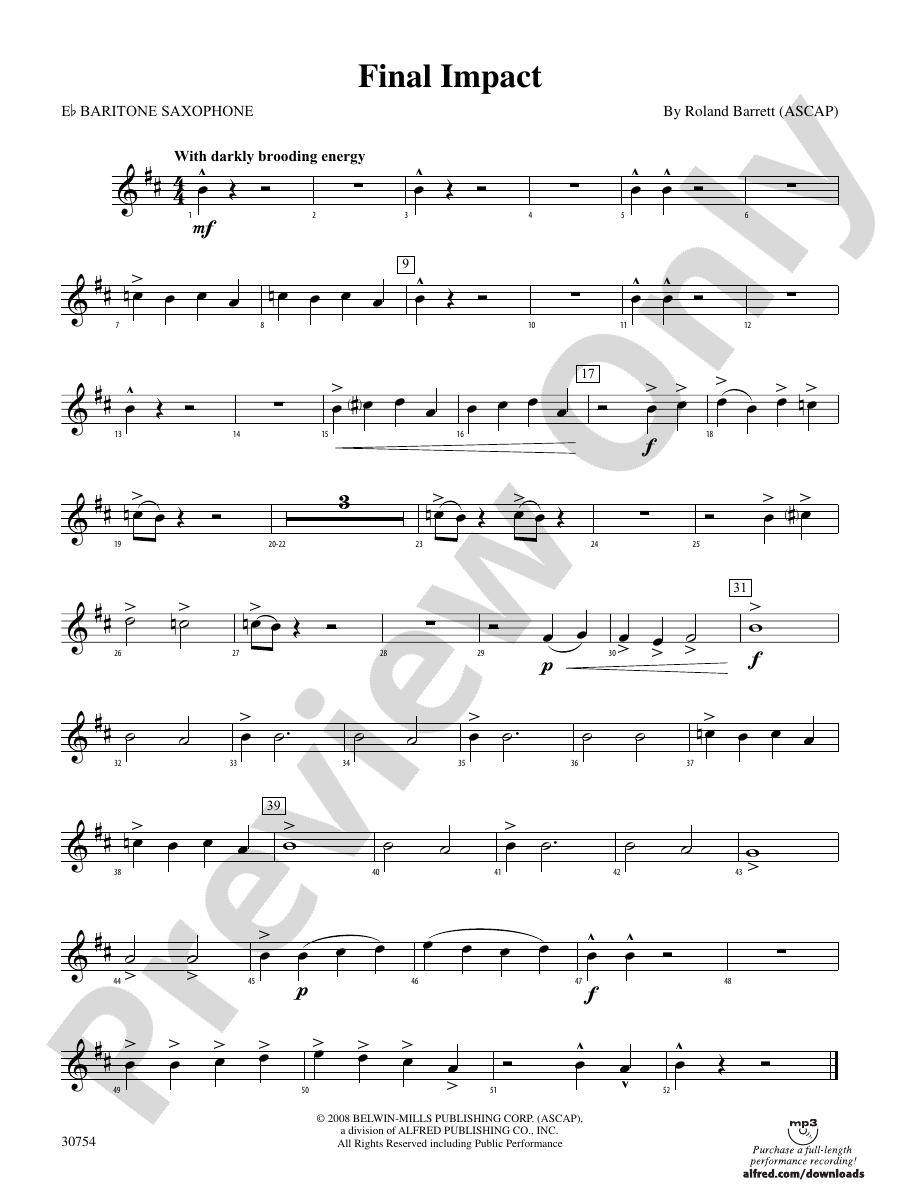Final Impact: E-flat Baritone Saxophone: E-flat Baritone Saxophone Part ...