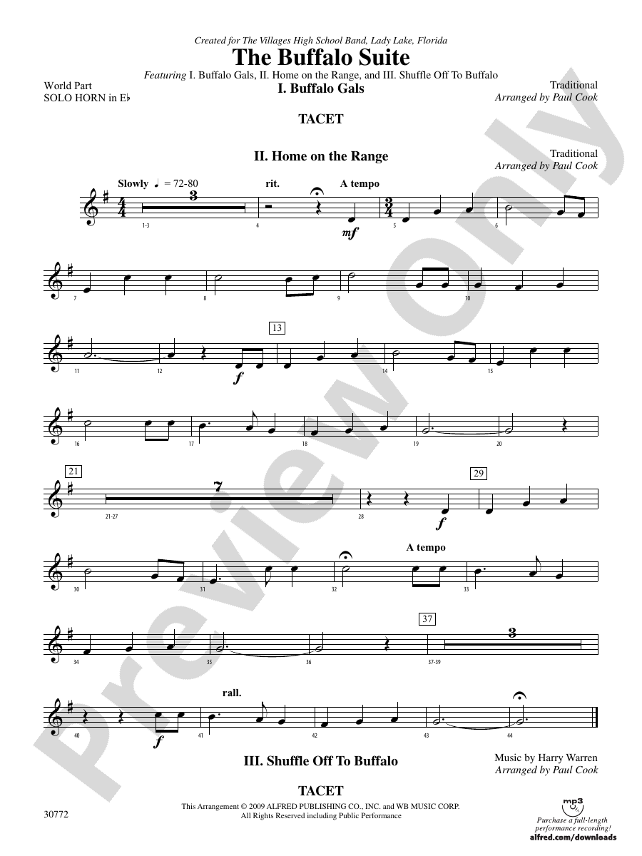 The Buffalo Suite: (wp) Solo Eb Horn: (wp) Solo Eb Horn World Part - Digital Sheet Music Download