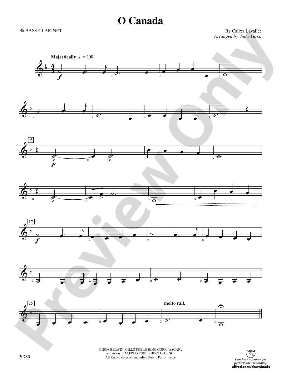 O Canada: B-flat Bass Clarinet: B-flat Bass Clarinet Part - Digital ...