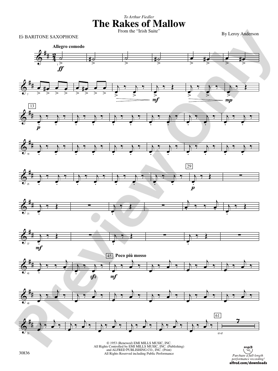 The Rakes of Mallow (from the Irish Suite): E-flat Baritone Saxophone ...