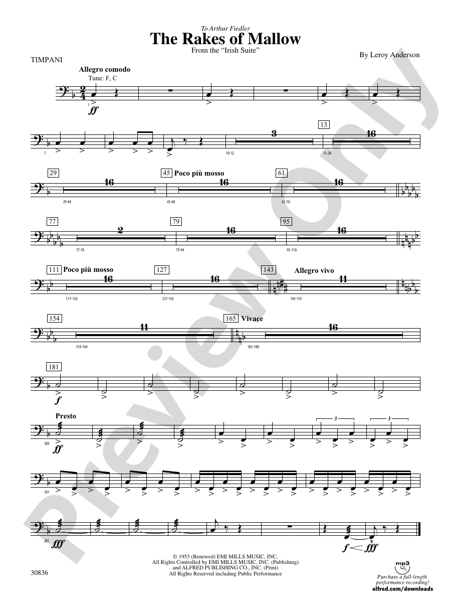 The Rakes of Mallow (from the Irish Suite): Timpani: Timpani Part ...