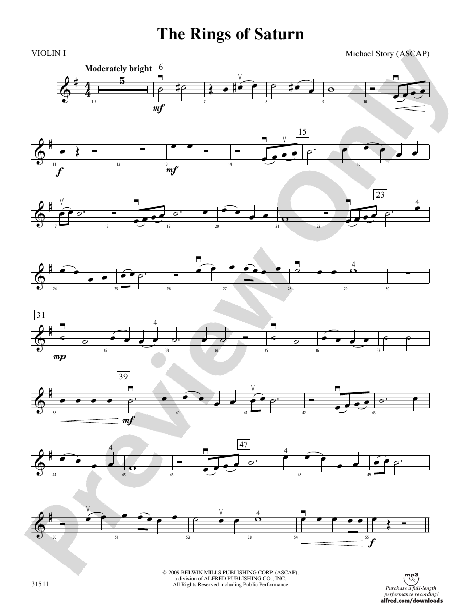 The Rings of Saturn: 1st Violin: 1st Violin Part - Digital Sheet Music ...