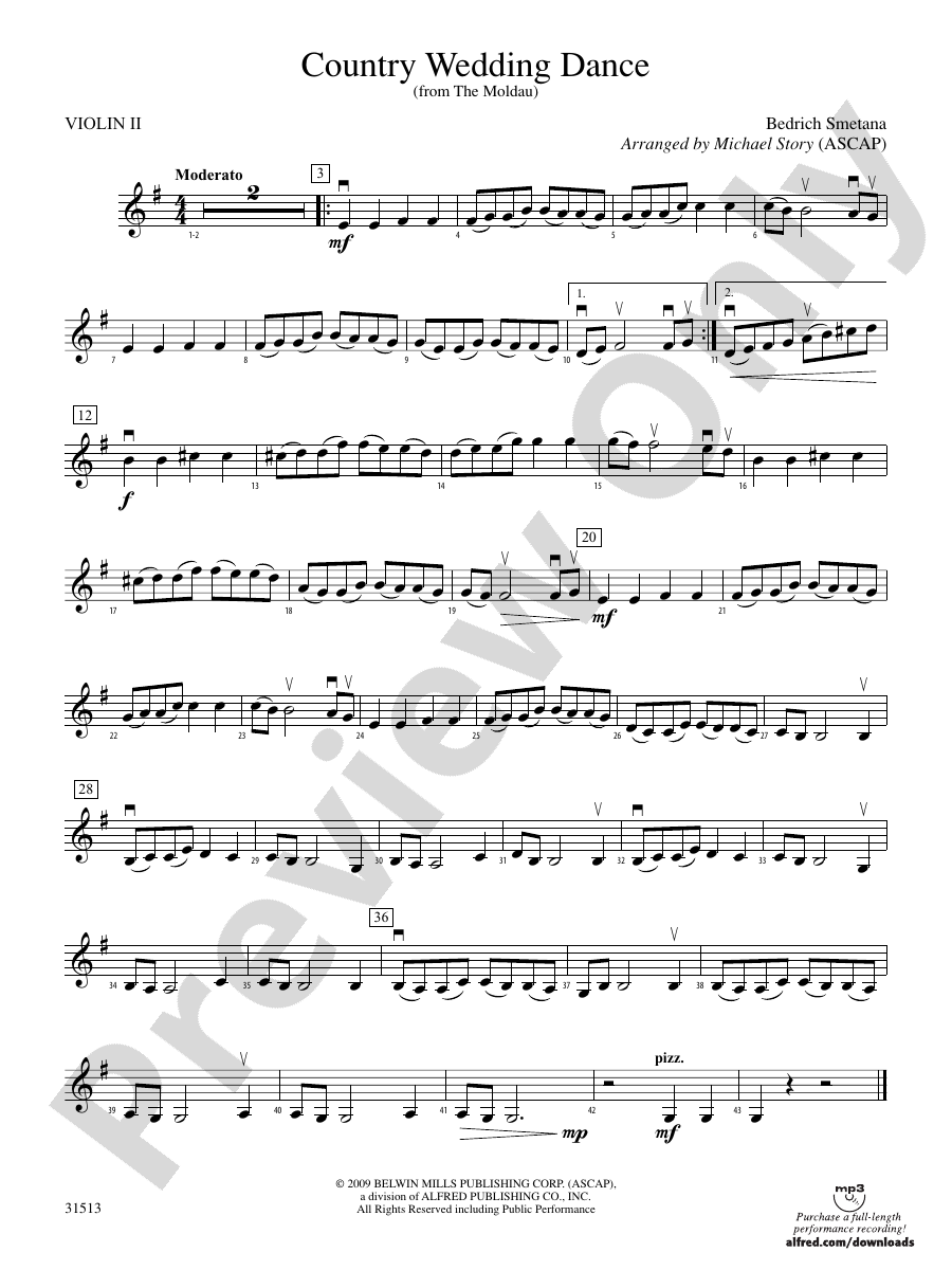 Country Wedding Dance (from The Moldau): 2nd Violin: 2nd Violin Part ...