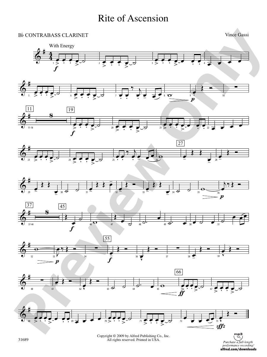 Rite of Ascension: (wp) B-flat Contrabass Clarinet: (wp) B-flat Contrabass Clarinet World Part ...