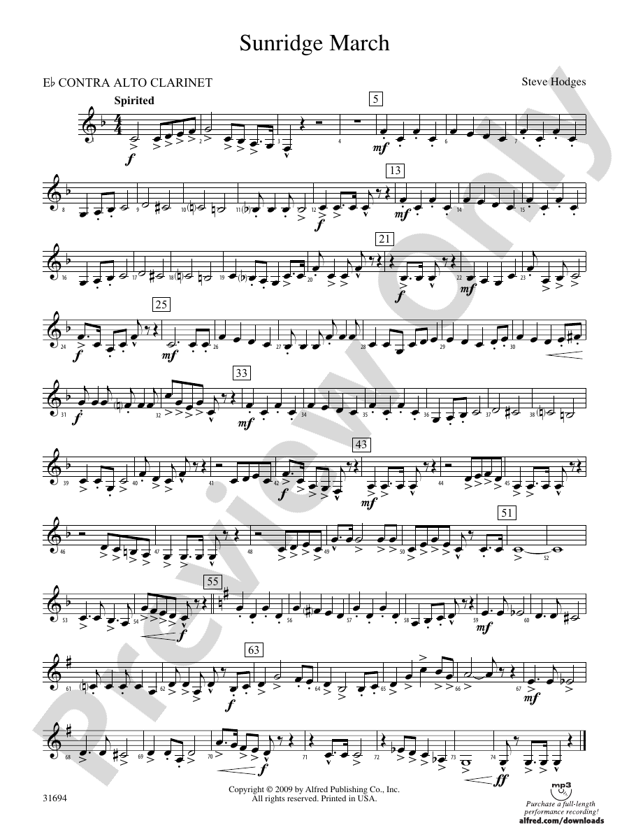 Sunridge March: (wp) E-flat Contrabass Clarinet: (wp) E-flat Contrabass Clarinet World Part ...