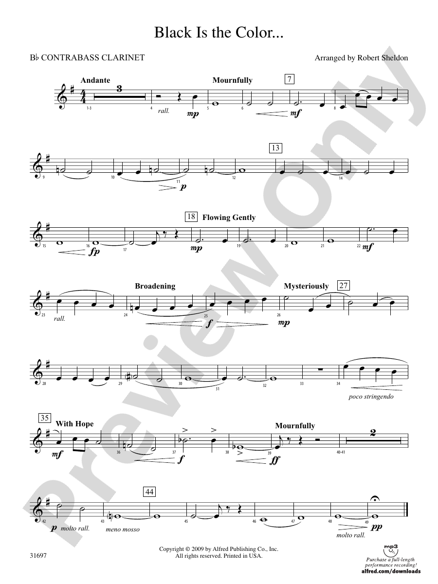 Black Is the Color...: (wp) B-flat Contrabass Clarinet: (wp) B-flat Contrabass Clarinet World ...