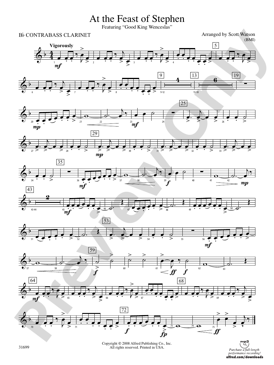 At the Feast of Stephen: (wp) B-flat Contrabass Clarinet: (wp) B-flat Contrabass Clarinet World ...