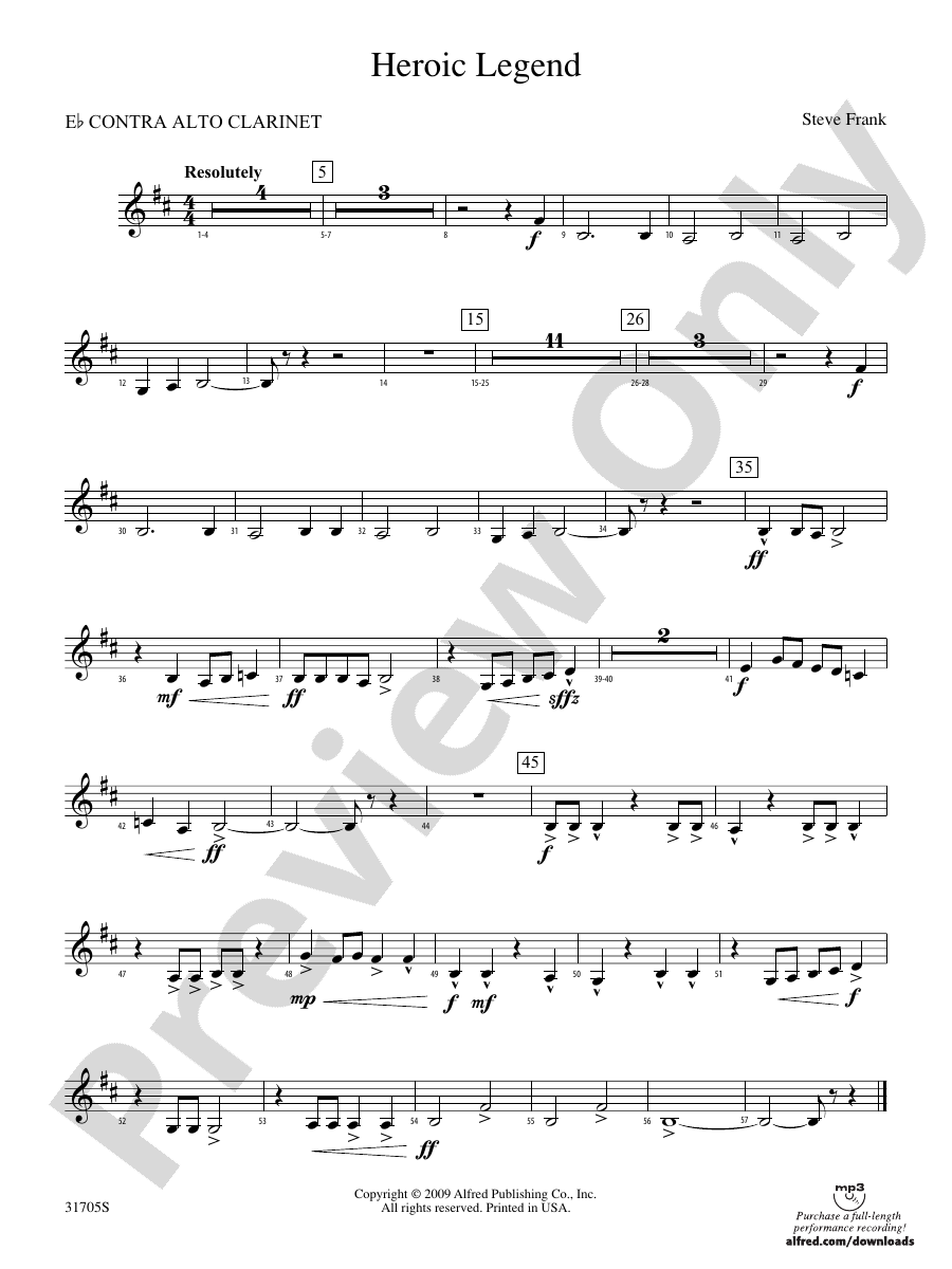 Heroic Legend: (wp) E-flat Contrabass Clarinet: (wp) E-flat Contrabass Clarinet World Part ...