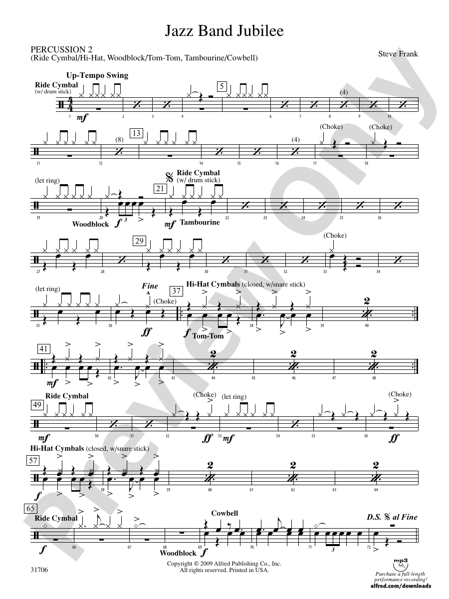 Jazz Band Jubilee: 2nd Percussion: 2nd Percussion Part - Digital Sheet ...